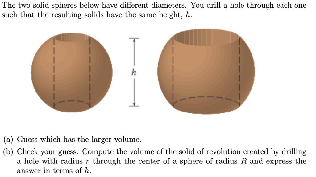 The two solid spheres below have different diameters. | Chegg.com