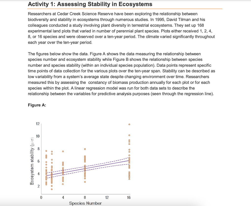 Solved Activity 1: Assessing Stability in Ecosystems | Chegg.com