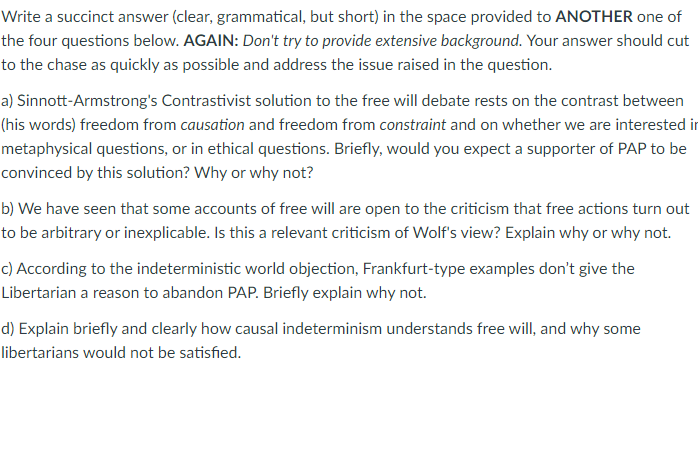 Solved Write a succinct answer (clear, grammatical, but | Chegg.com