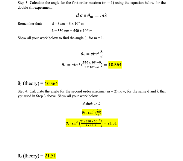 Solved Step 3: Calculate the angle for the first order | Chegg.com