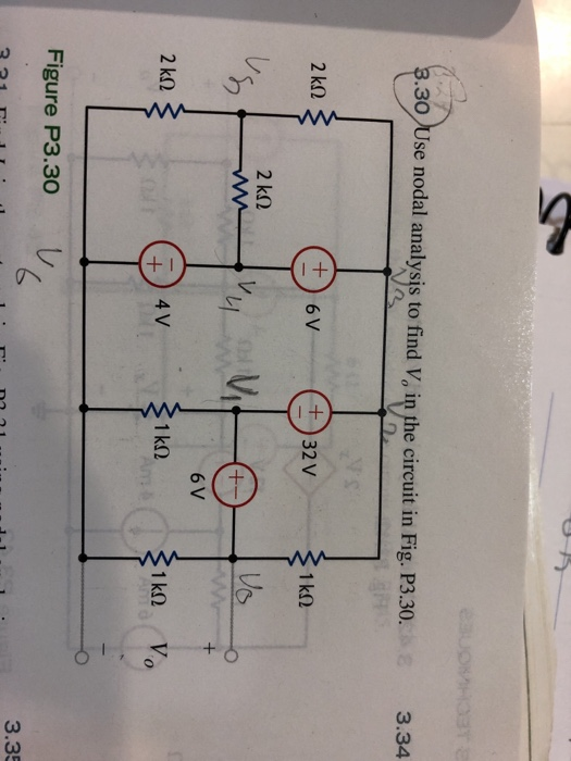 Solved .30 Use nodal analysis to find V, in the circuit in | Chegg.com