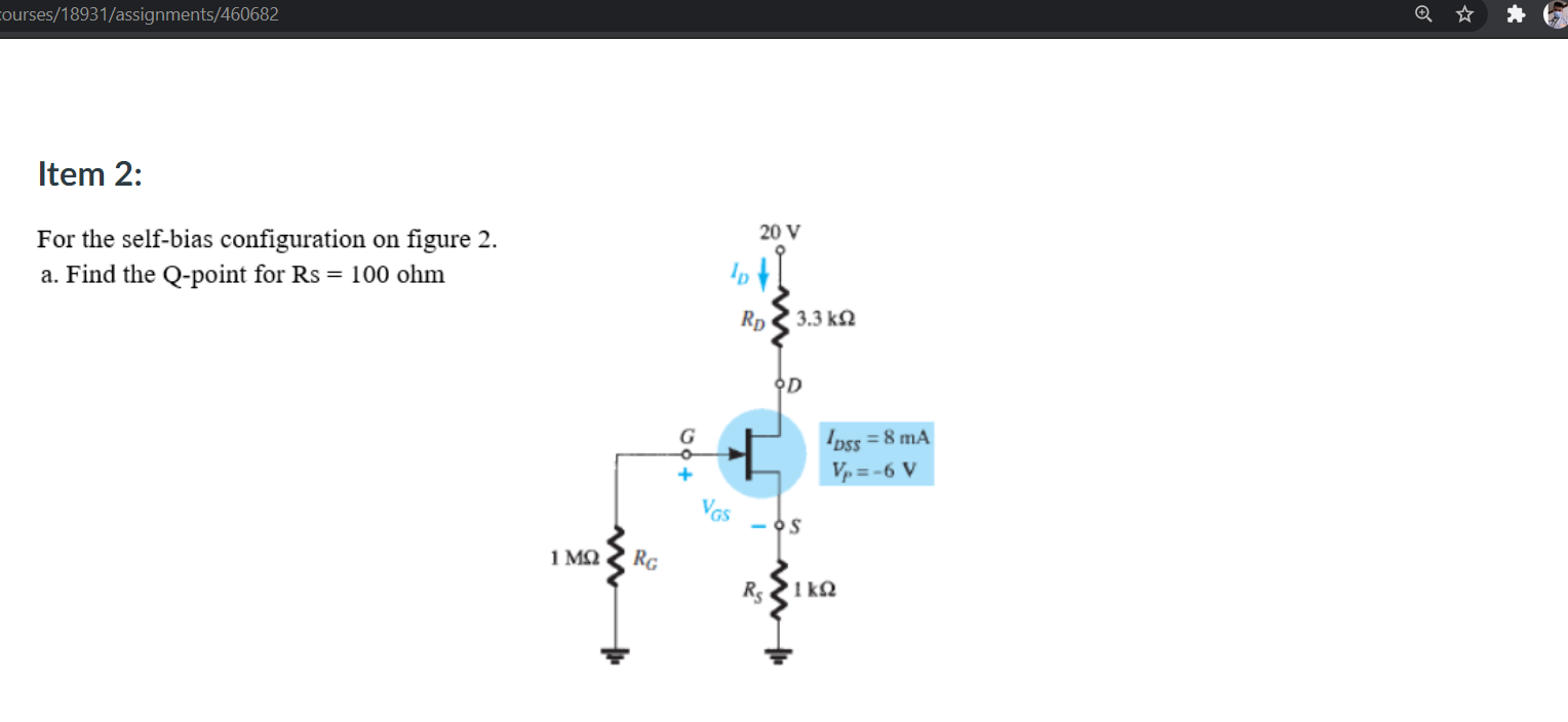 Solved Item 1: For the fixed-bias configuration on figure 1. | Chegg.com