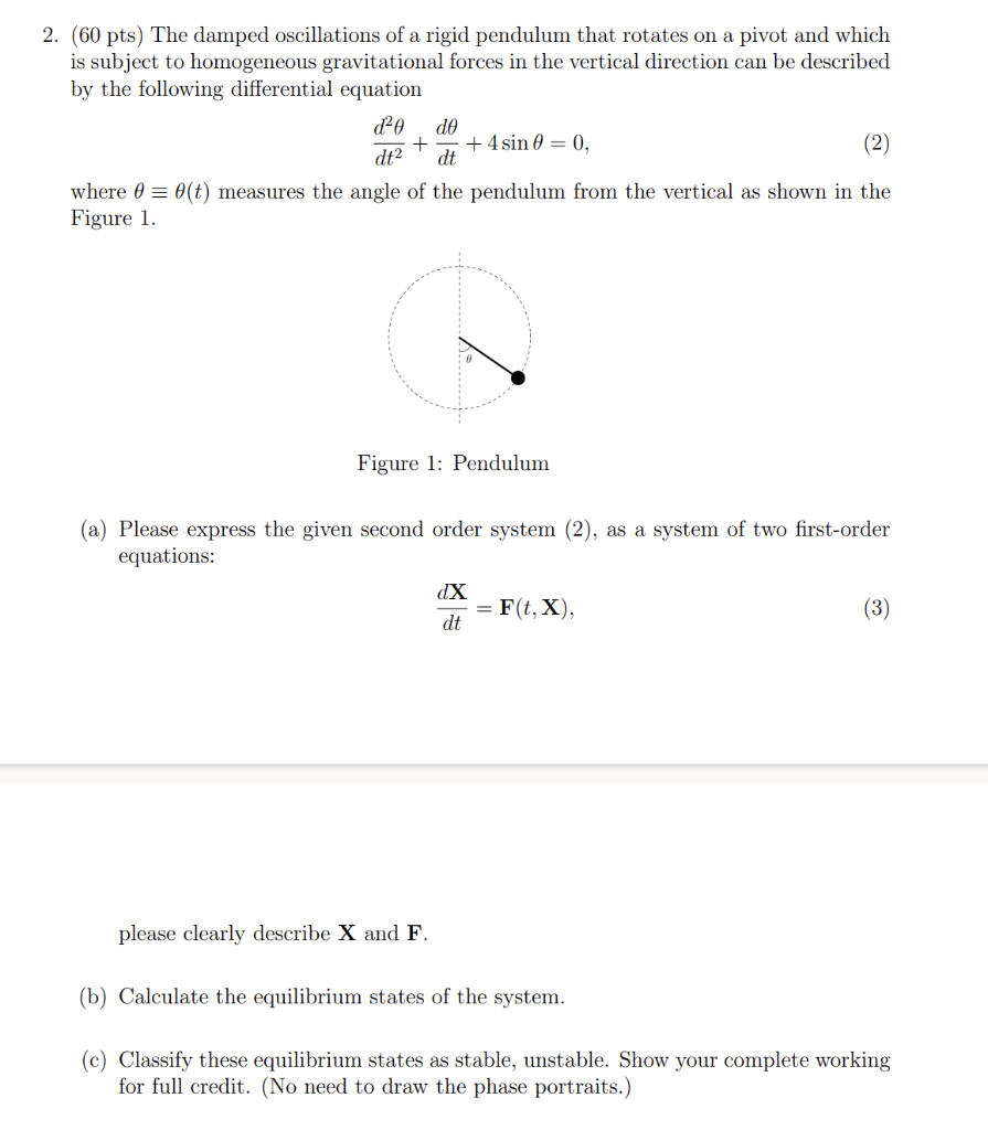 (60 pts) The damped oscillations of a rigid pendulum | Chegg.com