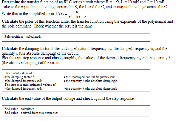 Solved Matlab: poleposition, time constant, end value. Can | Chegg.com