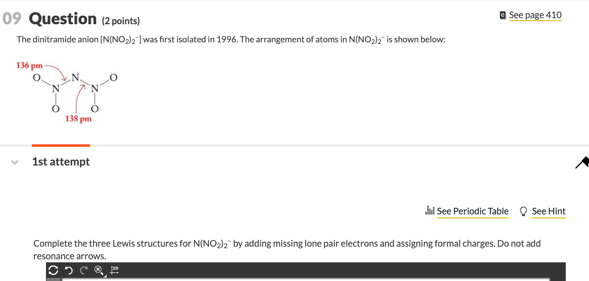 Solved e See page 410 09 Question (2 points) The dinitramide | Chegg.com