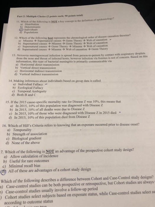 Solved Part 2: Multiple Choice (2 points each; 90 points | Chegg.com