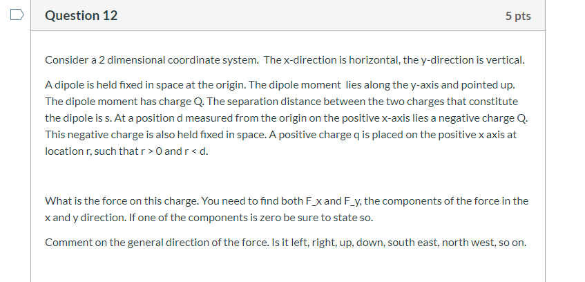 Solved Question 12 5 pts Consider a 2 dimensional coordinate | Chegg.com