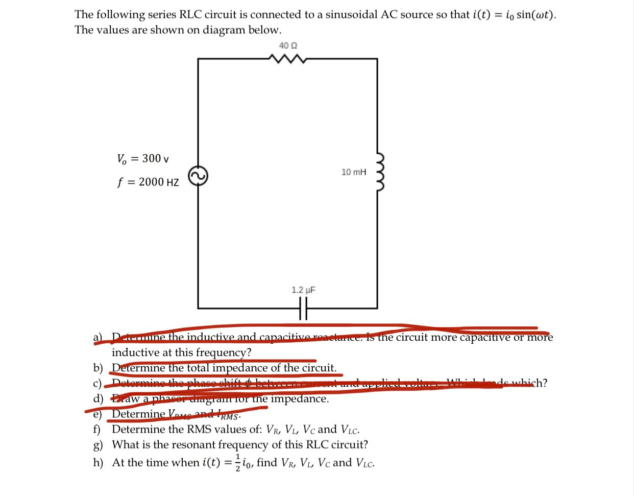 Solved The following series RLC circuit is connected to a | Chegg.com
