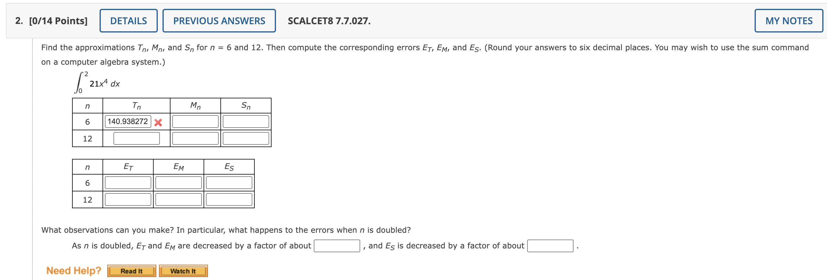 Solved 2. [0/14 Points] DETAILS PREVIOUS ANSWERS SCALCET8 | Chegg.com