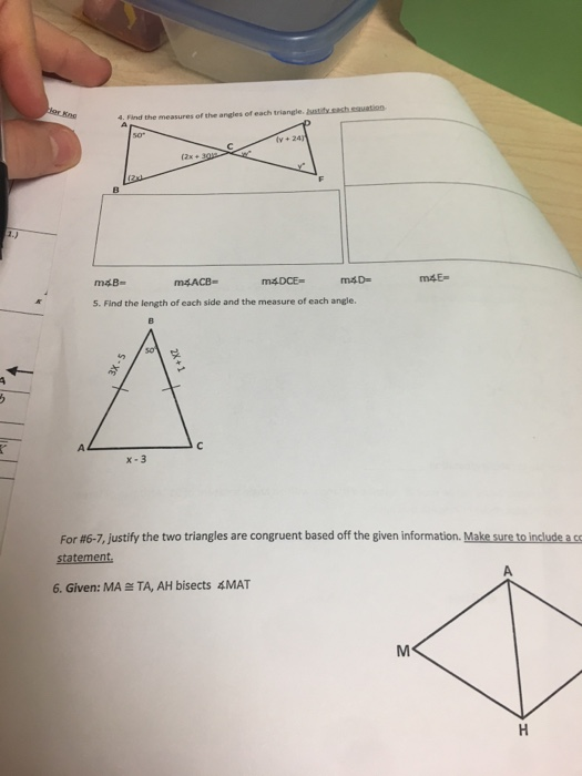 Solved Unir 3 Test-Triangles and Congruence to determine | Chegg.com