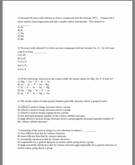 Solved 3) Element M reacts with chlorine to form a compound | Chegg.com