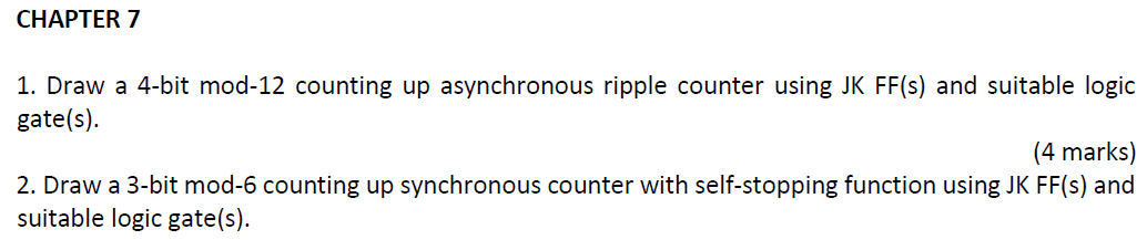 Solved CHAPTER 7 1. Draw a 4-bit mod-12 counting up | Chegg.com