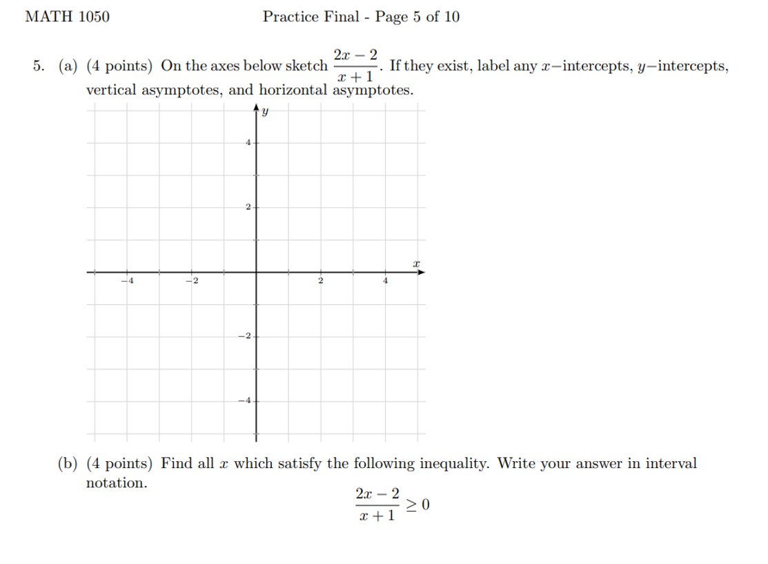 Solved MATH 1050Practice Final - ﻿Page 5 ﻿of 105. (a) (4 | Chegg.com