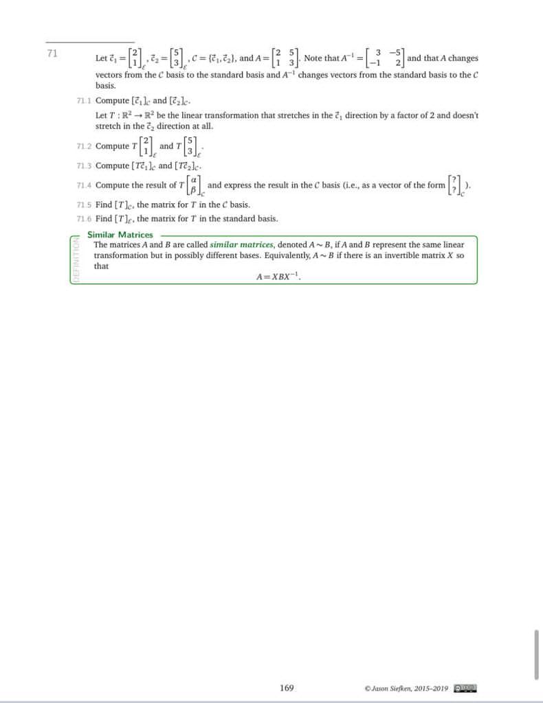 Let c1=[21]E,c2=[53]ε,C={c1,c2}, and A=[2153]. Note | Chegg.com