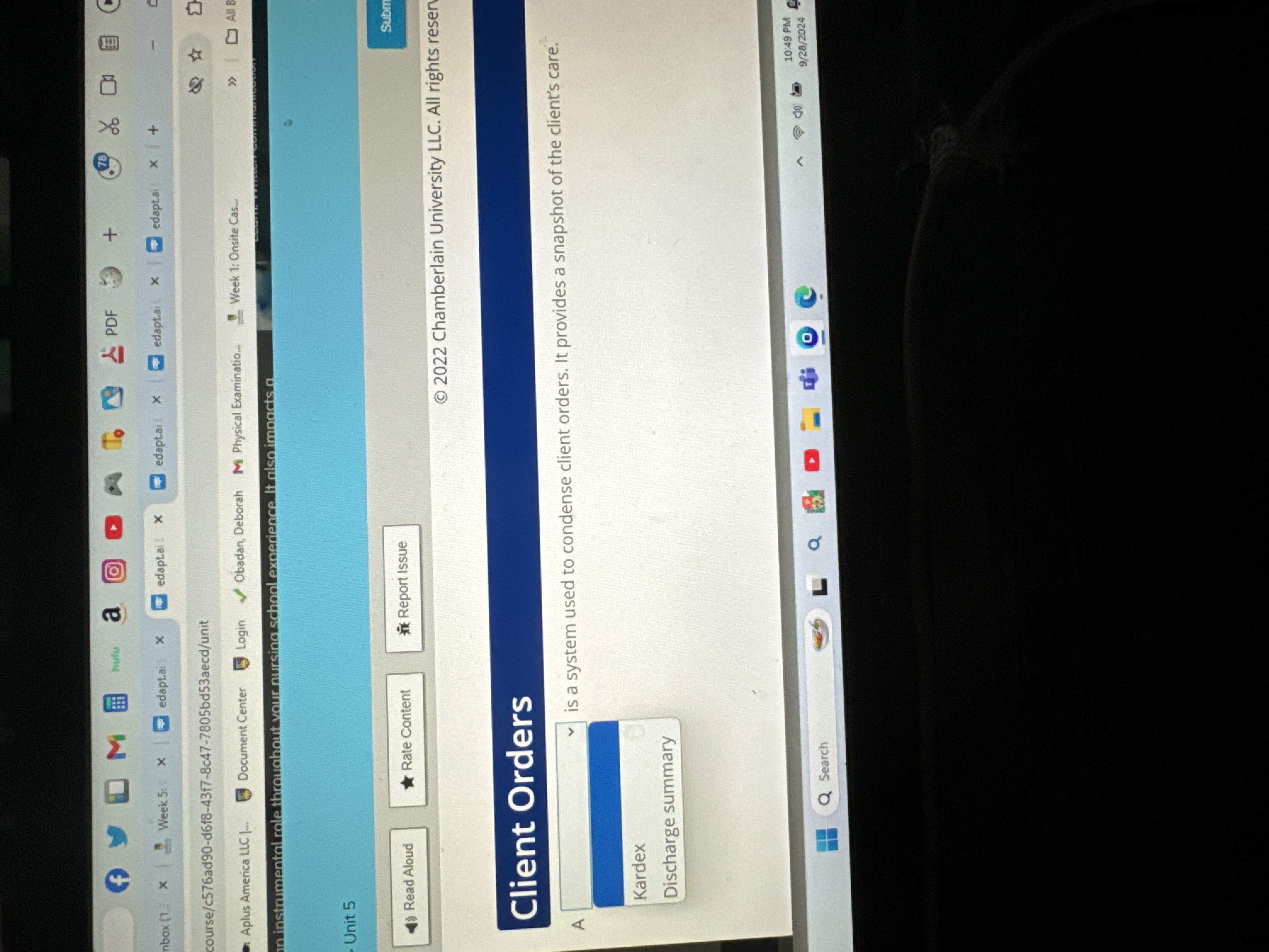 Client OrdersAKardexDischarge summaryis a system used | Chegg.com
