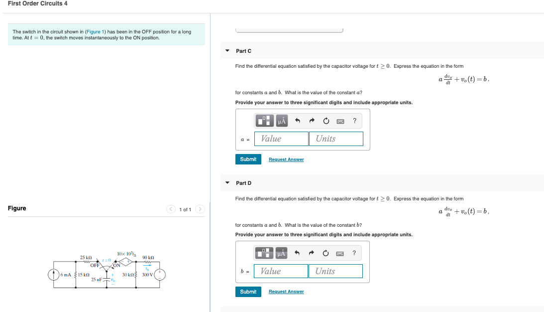 Solved First Order Circuits 4 The switch in the circuit | Chegg.com