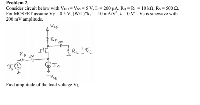 Solved Problem 2. Consider circuit below with Vpp = Vss = 5 | Chegg.com