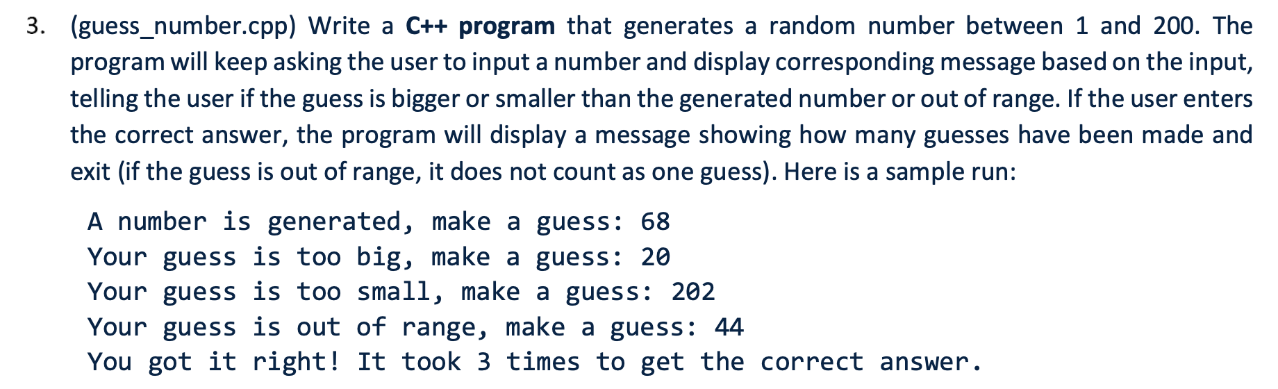 Solved 3 Guess Number Cpp Write A C Program That