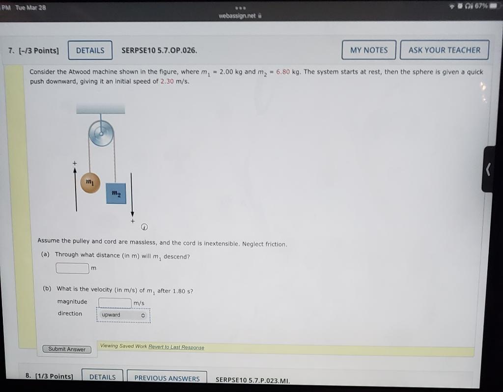 [Solved]: Consider the Atwood machine shown in the figure,