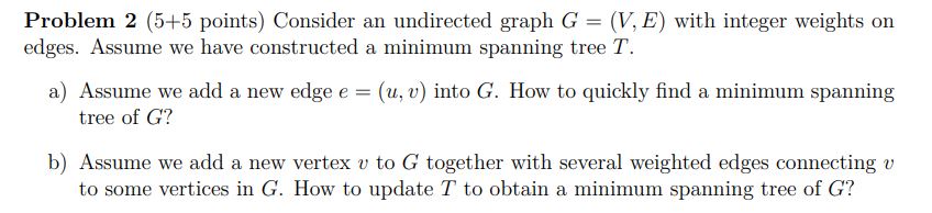 Solved Problem 2 ( 5+5 points) Consider an undirected graph | Chegg.com