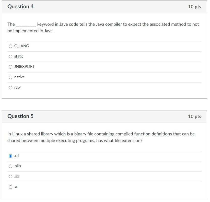 Solved Question 4 10 pts Java code tells the Java compiler | Chegg.com