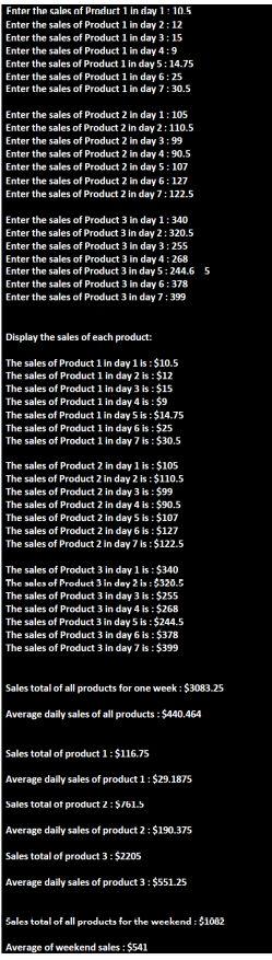 Solved Write a program to prepare company sales report in | Chegg.com