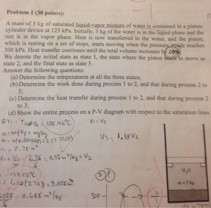 Solved A mass of 5 kg of saturated liquid-vapor mixture of | Chegg.com