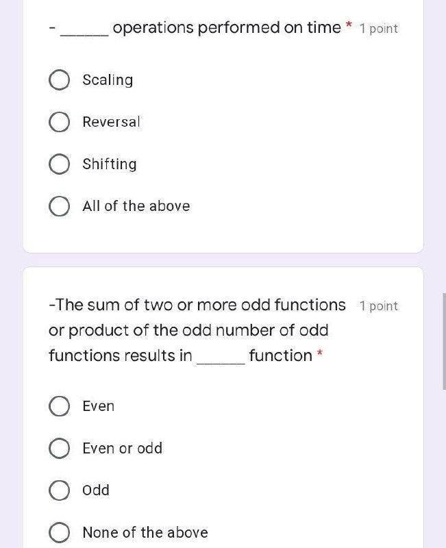 Solved operations performed on time * 1 point Scaling O | Chegg.com