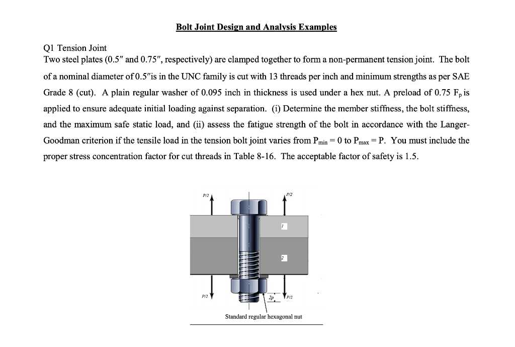 Tension Joint Two steel plates (0.5'' and | Chegg.com