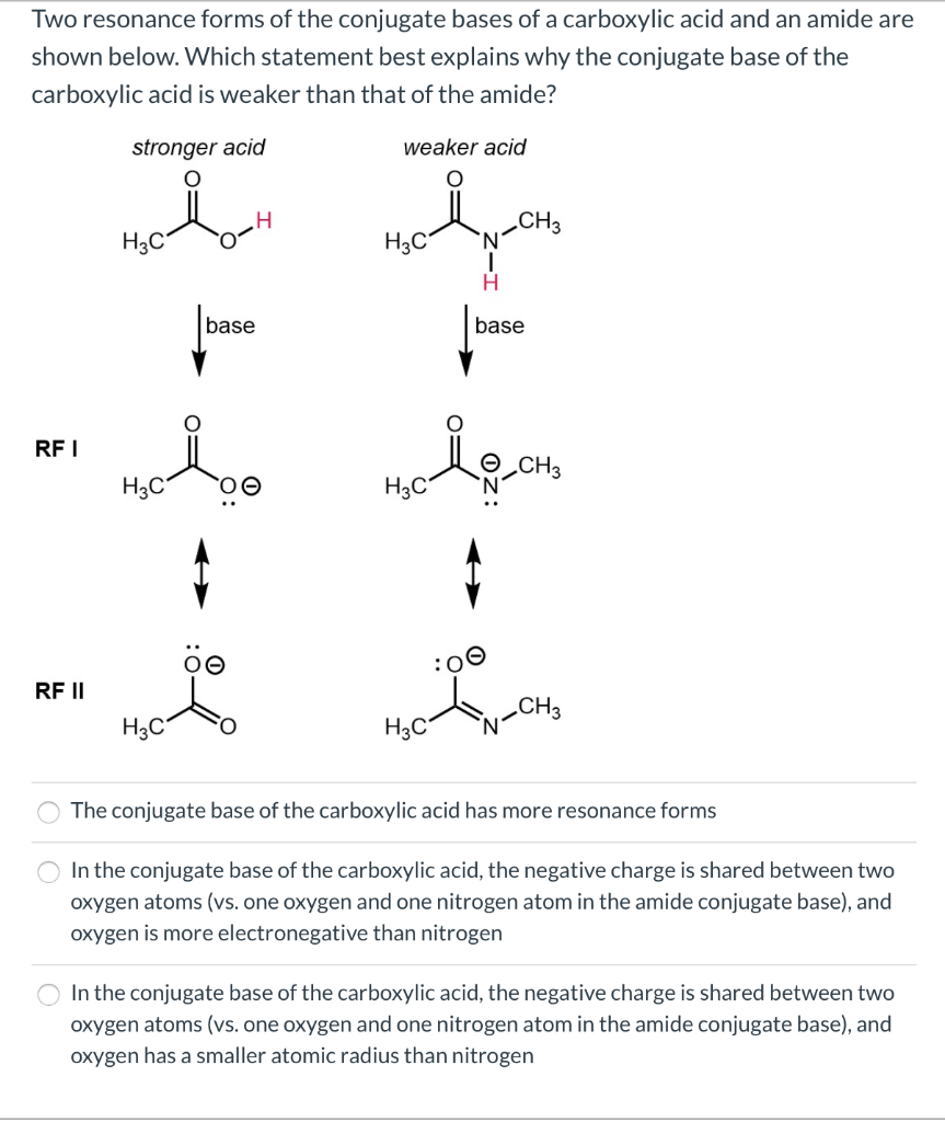 Solved Two resonance forms of the conjugate bases of a | Chegg.com