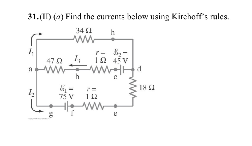 Solved (a) Find the currents below using Kirchoff's rules. | Chegg.com
