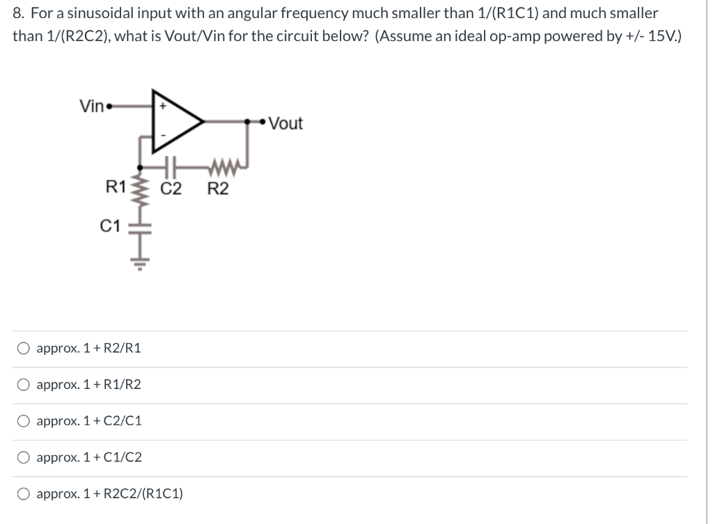 Solved 8. For a sinusoidal input with an angular frequency | Chegg.com