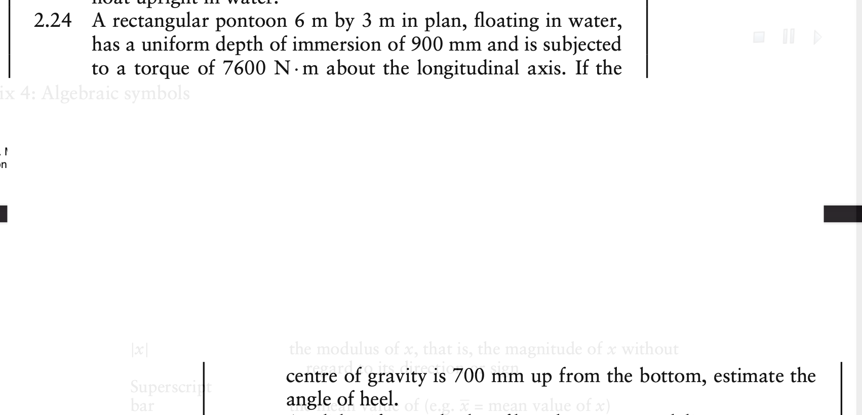 Solved 2.24 A rectangular pontoon 6 m by 3 m in plan, | Chegg.com