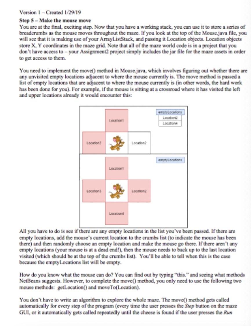 Solved Version 1 - Created 1/29/19 Step 5 - Make the mouse | Chegg.com