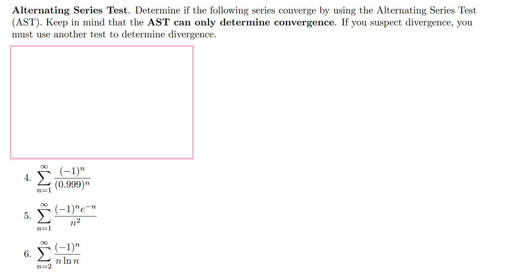 Solved Alternating Series Test. Determine if the following | Chegg.com