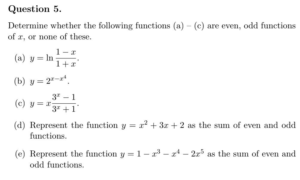 Solved Determine whether the following functions (a) - (c) | Chegg.com