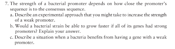Solved 7. The strength of a bacterial promoter depends on | Chegg.com