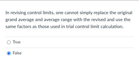 Solved In revising control limits, one cannot simply replace | Chegg.com