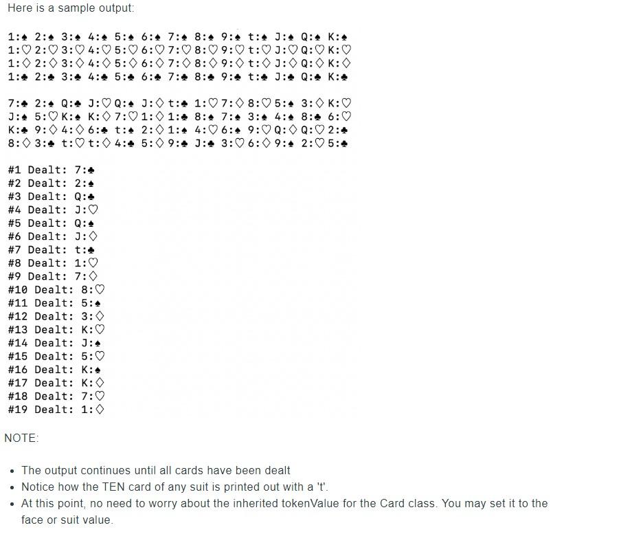 Solved Create a Card class that represents a playing card | Chegg.com