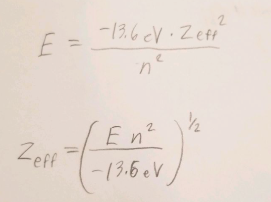 Solved 2 m E -13,6 eV Zeff ne 1/2 Zeff (En² -13.6 eV 2. (2 | Chegg.com