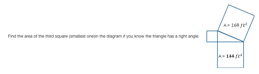 Solved Find the area of the third square (smallest one)in | Chegg.com
