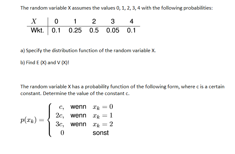 Solved The Random Variable X Assumes The Values 0 1 2 34 