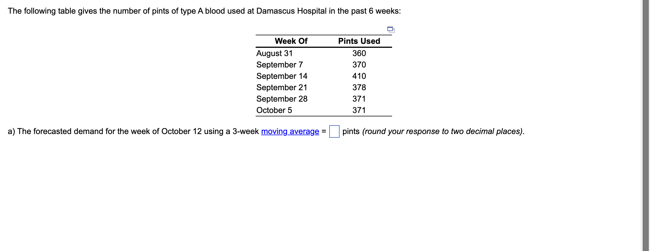 Solved The following table gives the number of pints of type | Chegg.com