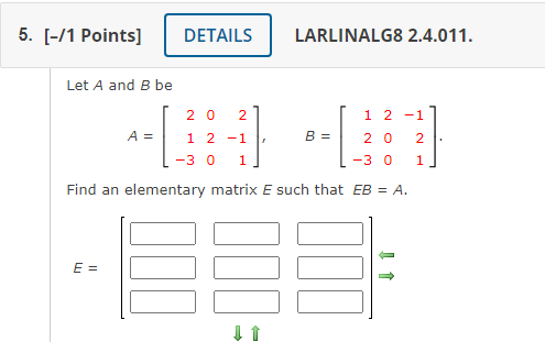 Solved Let A and B be A=⎣⎡21−30202−11⎦⎤,B=⎣⎡12−3200−121⎦⎤ | Chegg.com