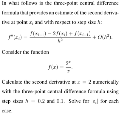 Solved In what follows is the three-point central difference | Chegg.com