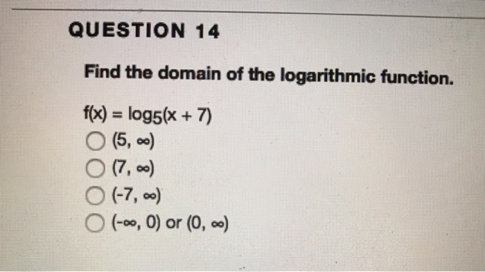 Solved QUESTION 14 Find the domain of the logarithmic | Chegg.com