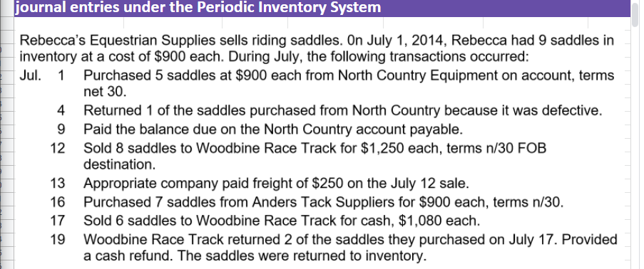 Solved journal entries under the Periodic Inventory System | Chegg.com