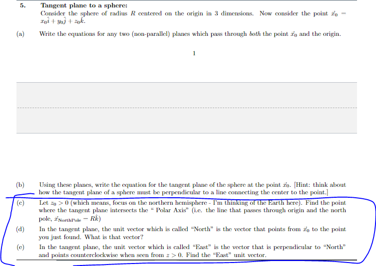 Solved Tangent Plane to a Sphere help I understand part a) | Chegg.com