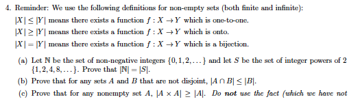 Solved Reminder: We use the following definitions for | Chegg.com