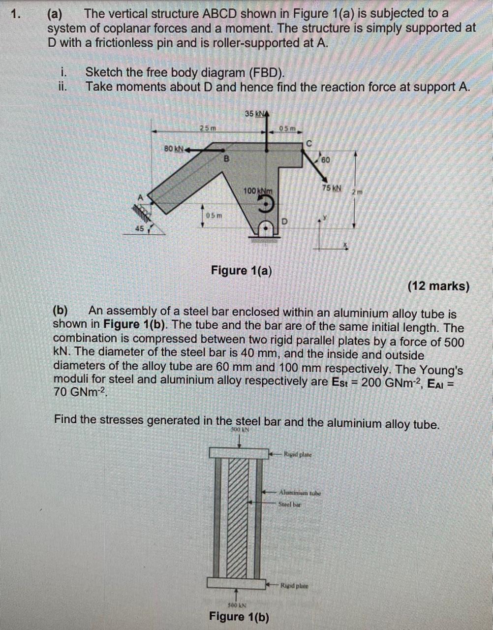Solved 1. (a) The vertical structure ABCD shown in Figure | Chegg.com